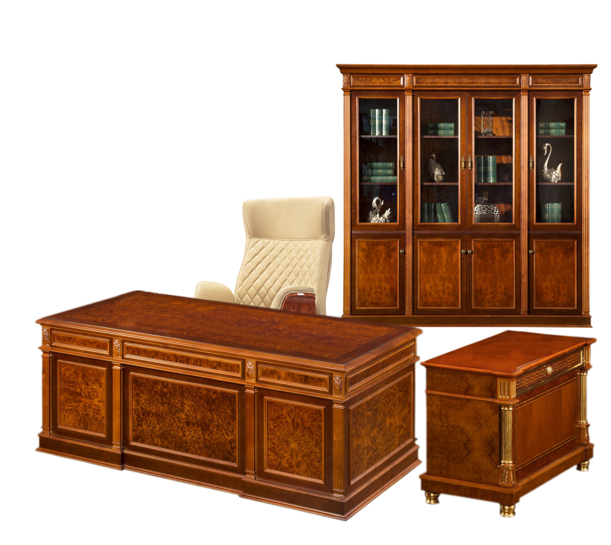 InfinityFurnitureImport 4 Piece Solid Wood Rectangle Executive Desk ...