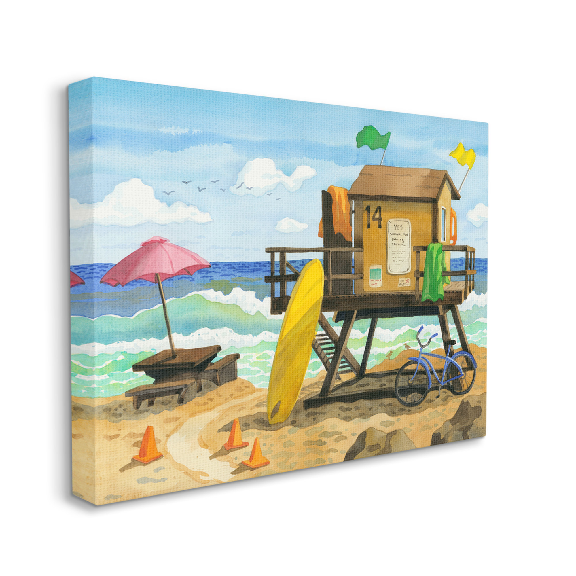 Stupell Industries " Lifeguard Hut On Beach " by Robin Altman Painting ...