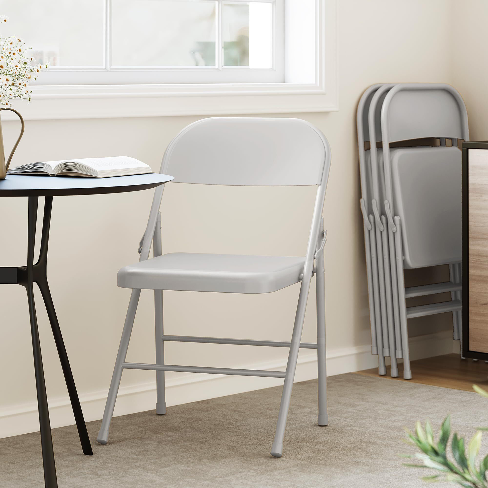 Inbox Zero Melleta Upholstered Padded Stackable Folding Chair Folding ...