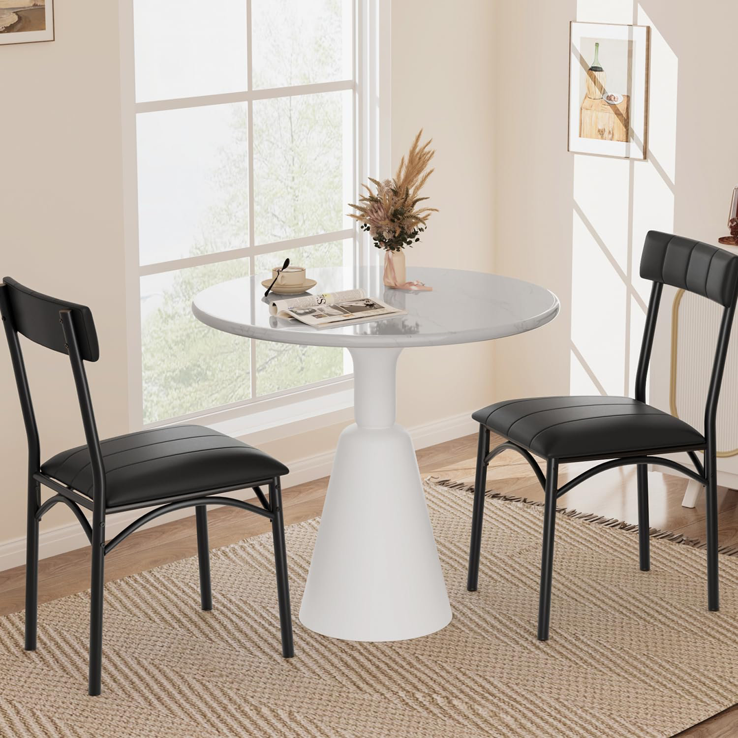 George Oliver PU Leather Kitchen Chairs for 2, Dining Room Upholstered ...