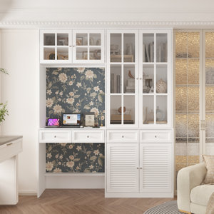 Red Barrel Studio Multifunctional Desk With Integrated Bookcase And ...