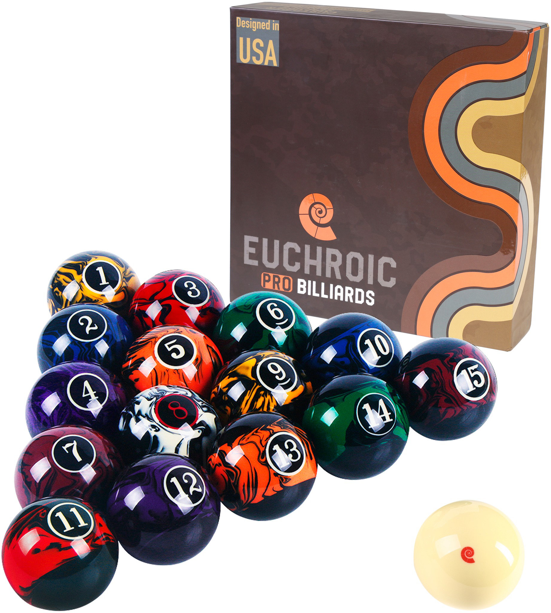 EUCHROIC Marble Black-All Pool Table Balls Billiard Balls pool balls ...