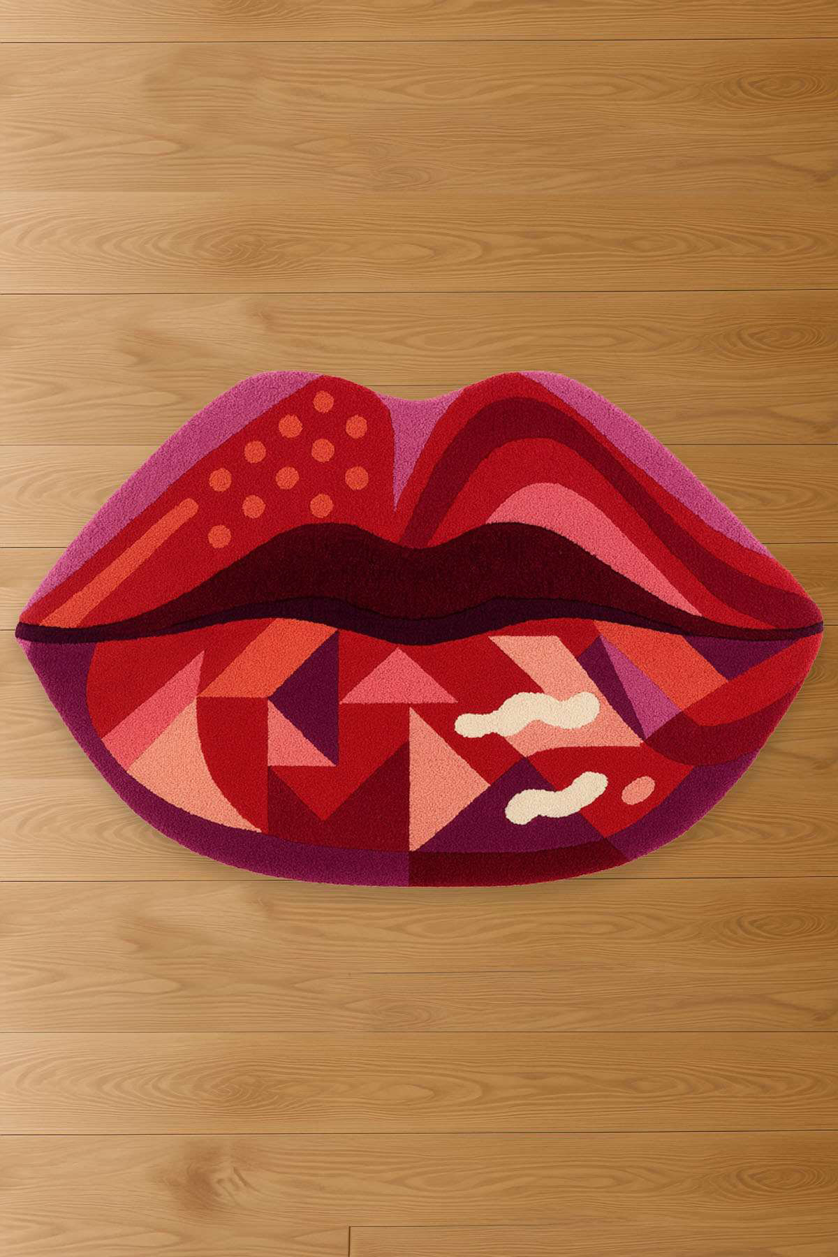 Mercer41 Pop Art Geometric Kiss Lips Shaped Accent Rug | Wayfair