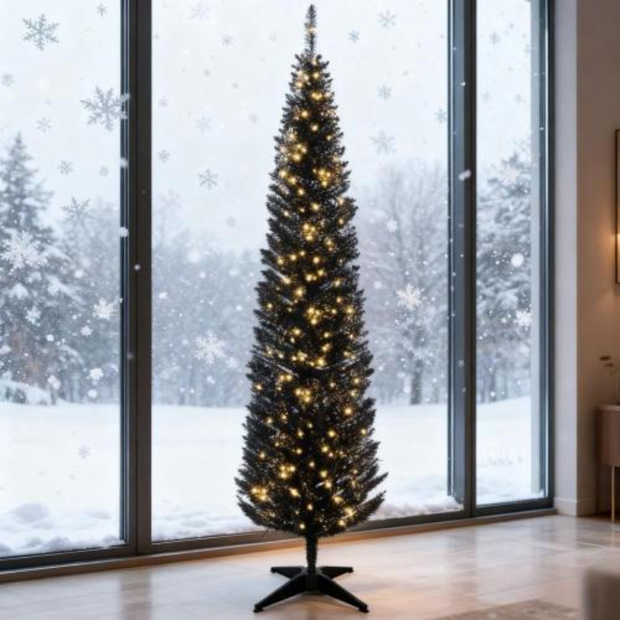 Winston Porter 7-foot pencil Christmas tree with 250 warm white LED ...
