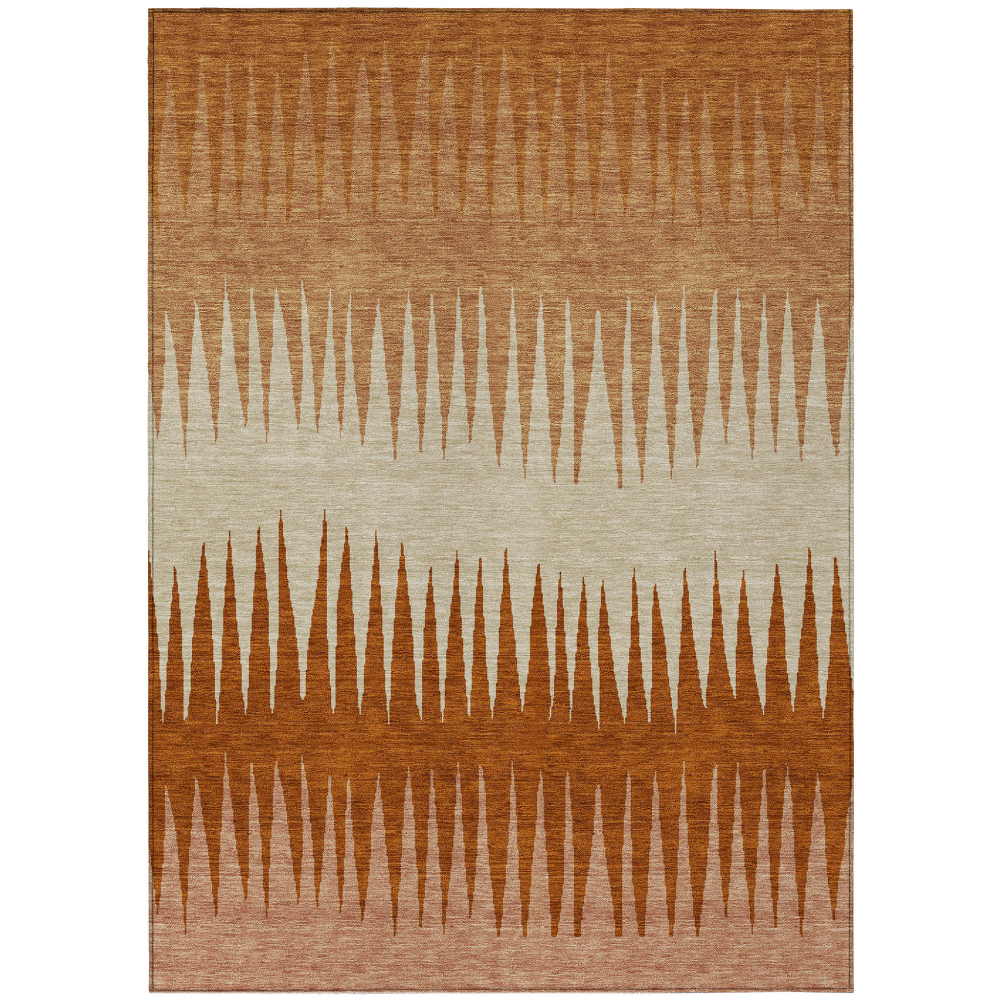 HomeRoots 8' X 10' Copper Brown And Beige Striped Washable Indoor ...
