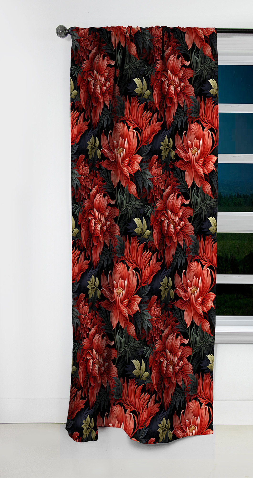 Design Art Mystic Red Damask Whispers I - Damask Curtain - Blackout ...