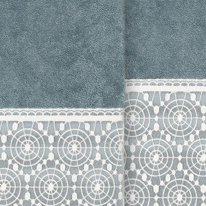 Linum Home Textiles 2 Piece Turkish Cotton Cream Lace Embellished Bath ...