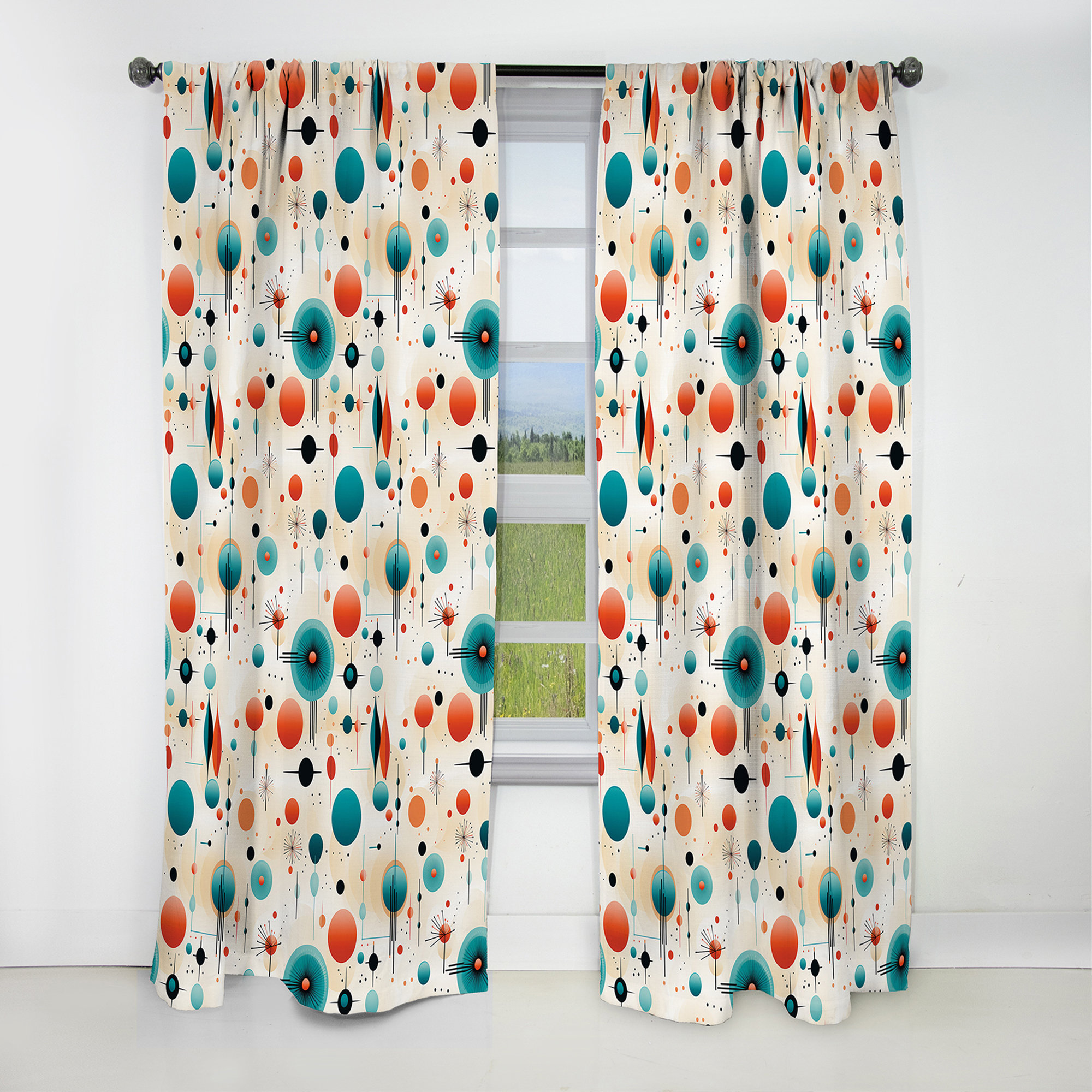 Design Art Atomic Age Modern Fusion - Midcentury Curtain - Blackout ...