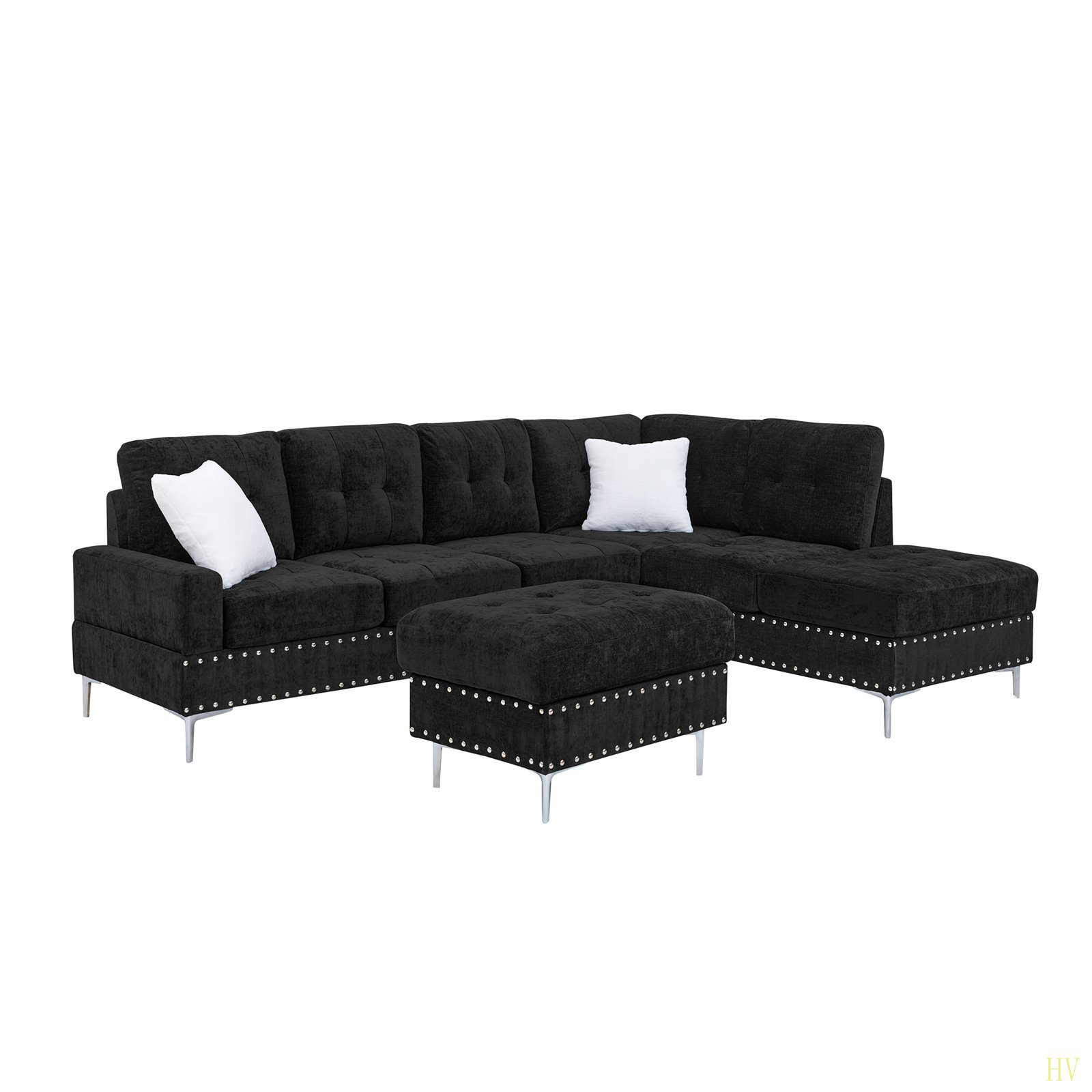 Latitude Run® Sectional 3-Seaters Sofa With Chaise, Storage Ottoman ...