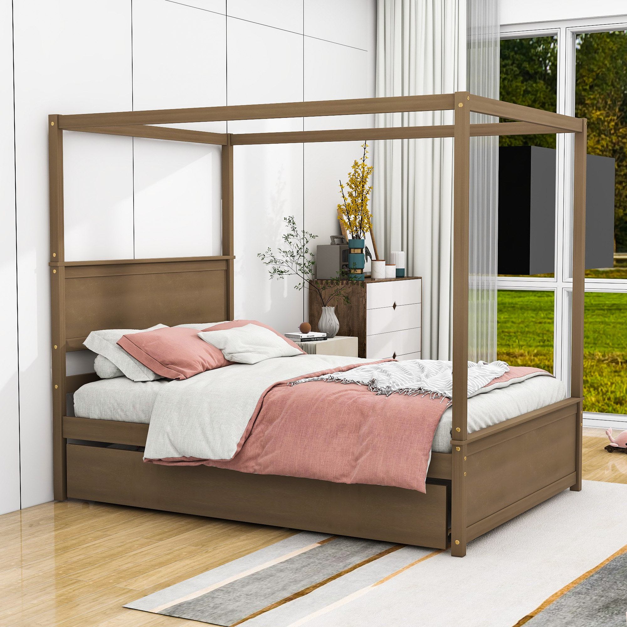 Winston Porter Emonnie Full/Double Canopy Bed & Reviews | Wayfair