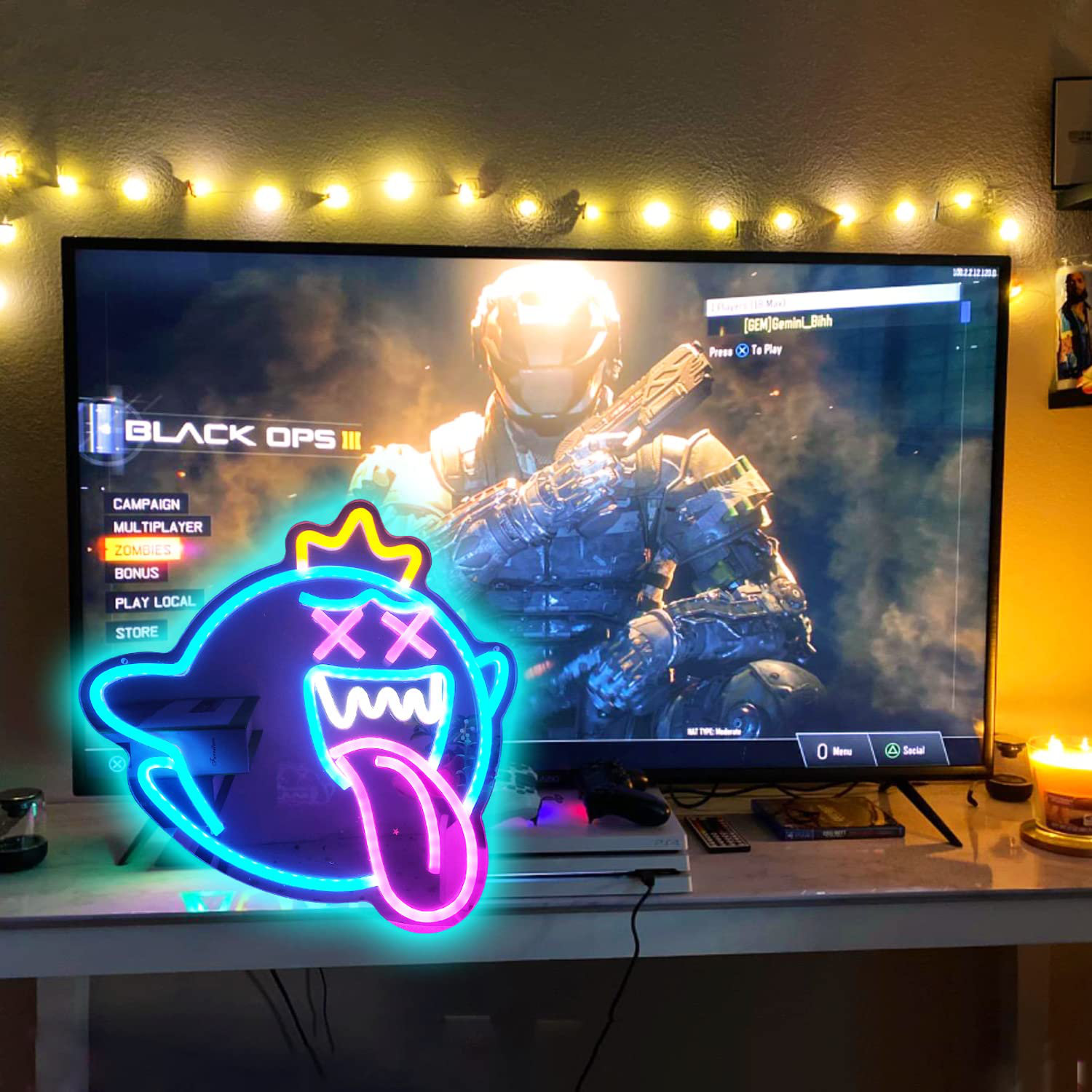 Ivy Bronx King Boo Neon Sign Ghost Led Neon Light With Dimmable Switch ...