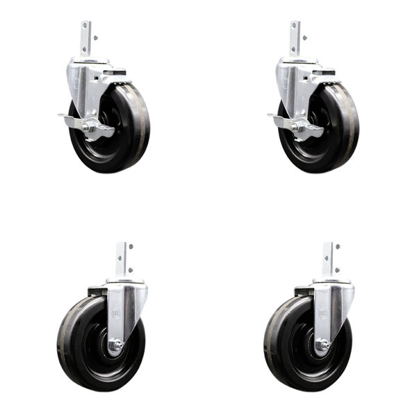Service Caster Phenolic Wheel Swivel Square Stem Caster Set 2 Brakes ...