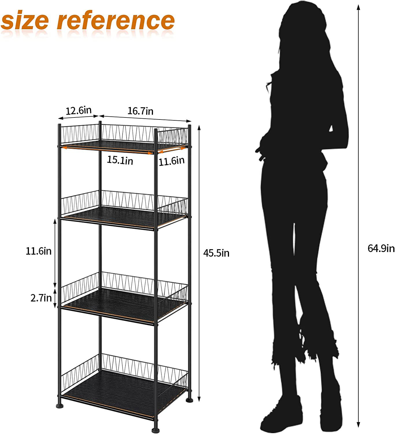 Rebrilliant Lallah 45.5" H x 12.6" W x 16.7" D 4 Tier Storage Rack ...