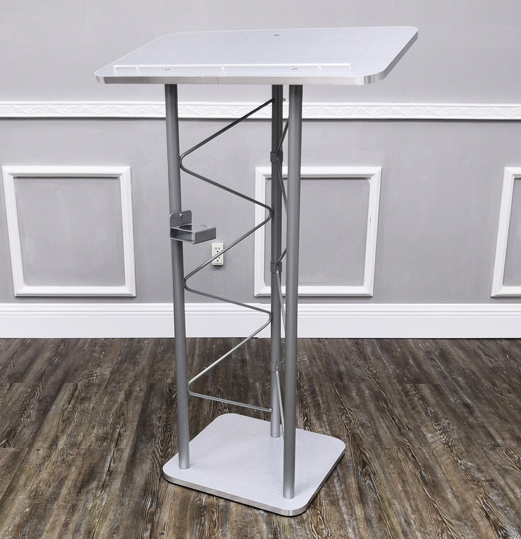 FixtureDisplays 24" X 46.7" X 16" Silver Truss Podium Lectern Pulpit ...