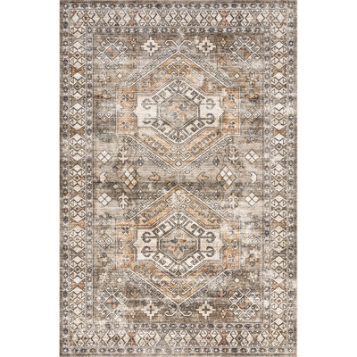 Bungalow Rose Mae SpinClean Tribal Motif Machine Washable Area Rug ...