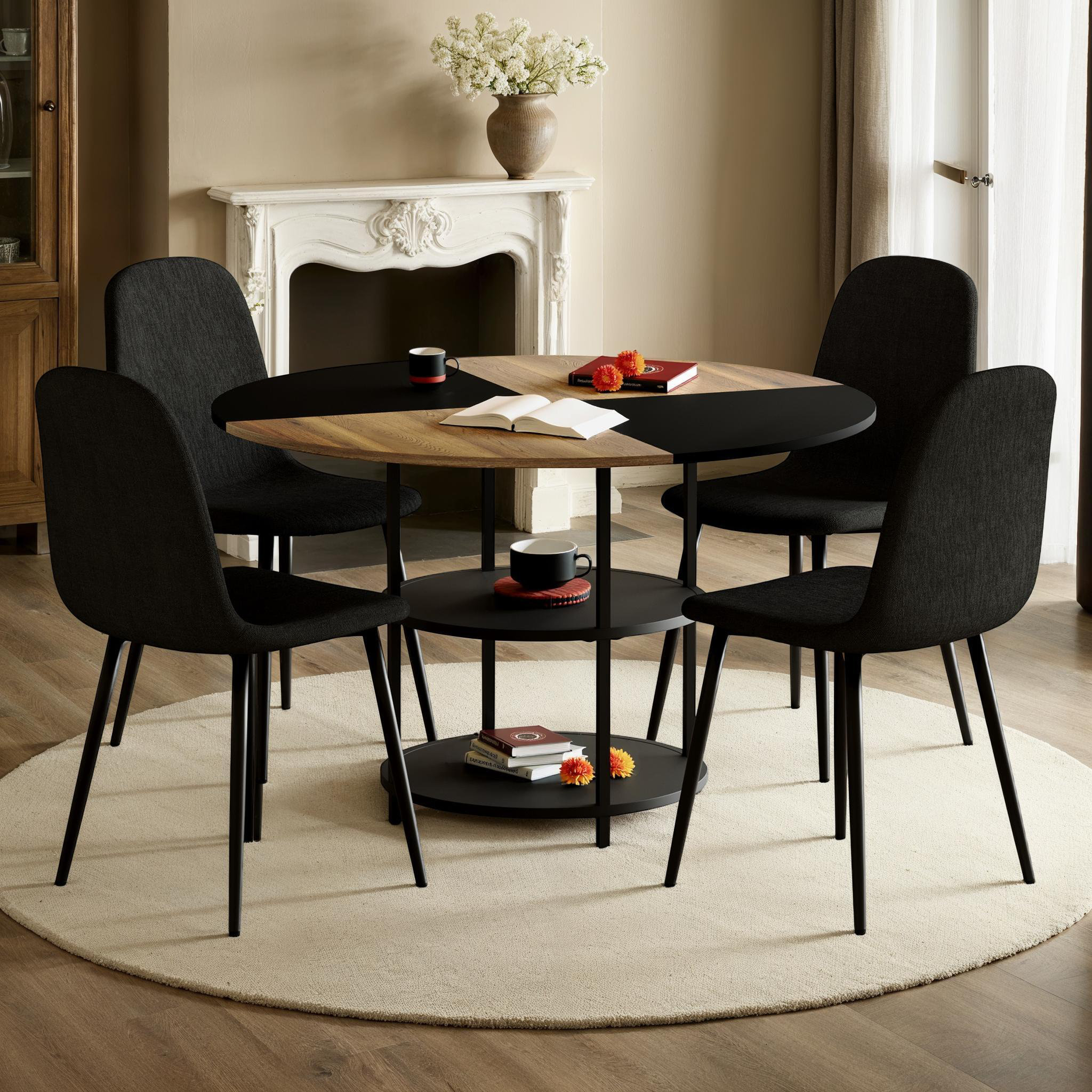 George Oliver 5Pcs Splicing Circular Dining Table Sets with Double ...