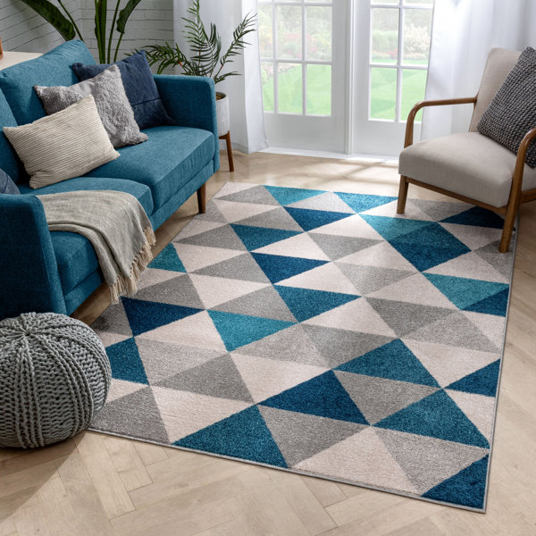 Zipcode Design Rivka Power Loom Blue/Grey/Cream Rug & Reviews | Wayfair.ie
