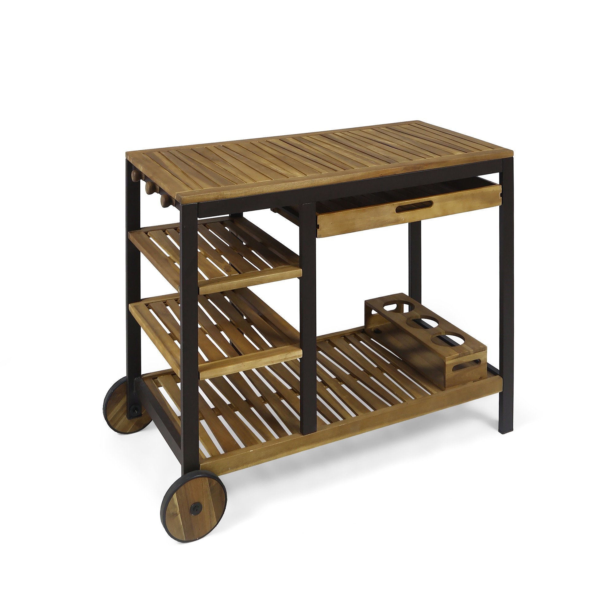 17 Stories Iron Frame Bar Cart With Four Shelves | Wayfair