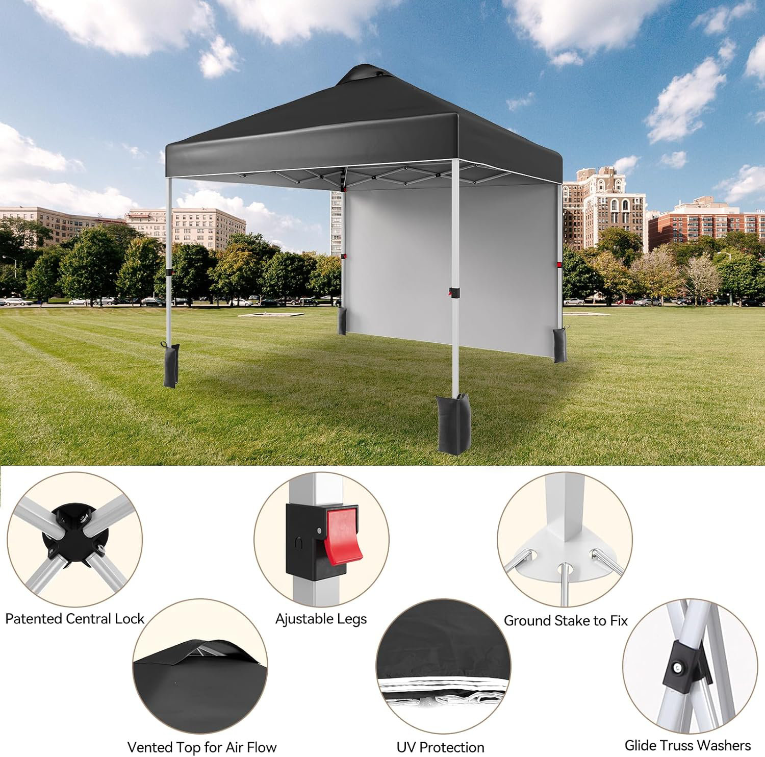 gaomon 10x10FT Pop-up Canopy，Patio Tent，Patented One Push Tent for ...
