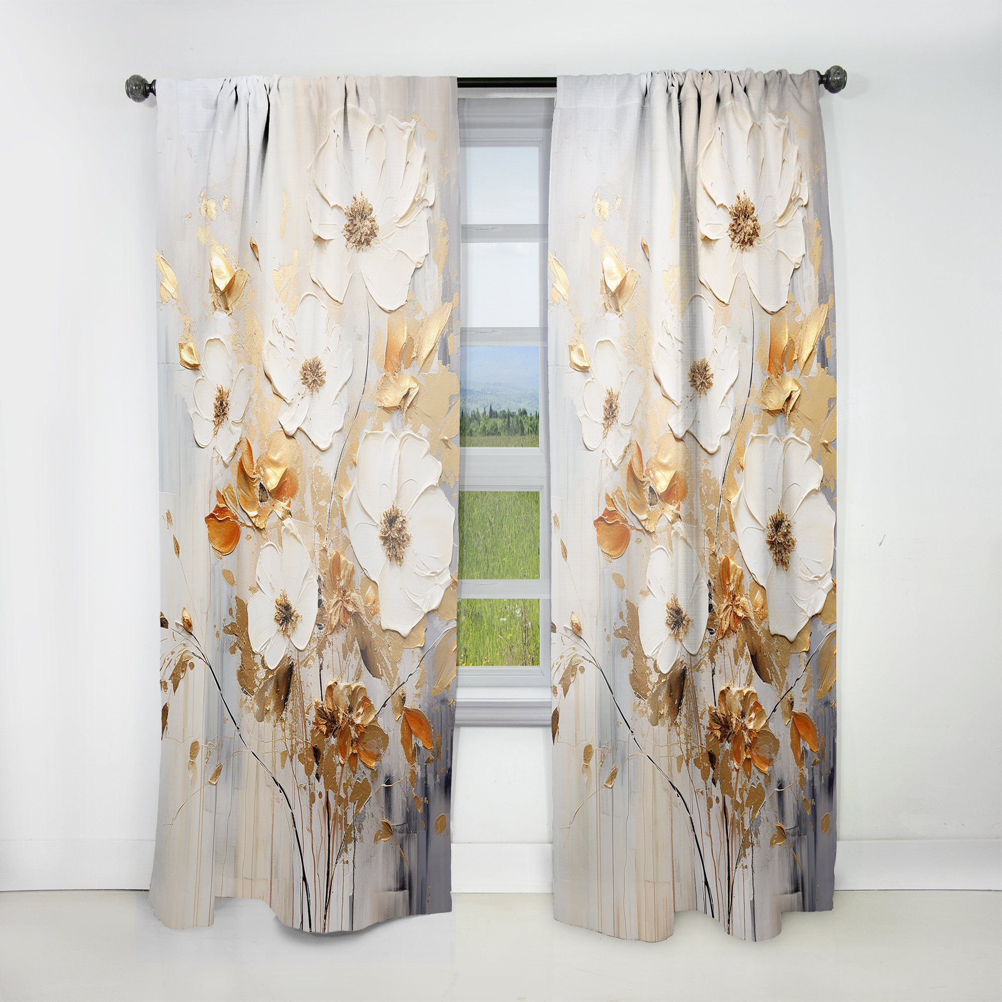 Design Art Beige And Blue Seasonal Flowers Collage - Traditional Velvet ...