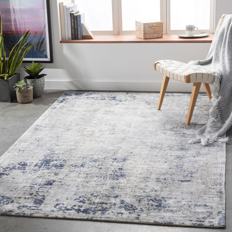 17 Stories Abstract Handmade Blue/Gray Area Rug | Wayfair
