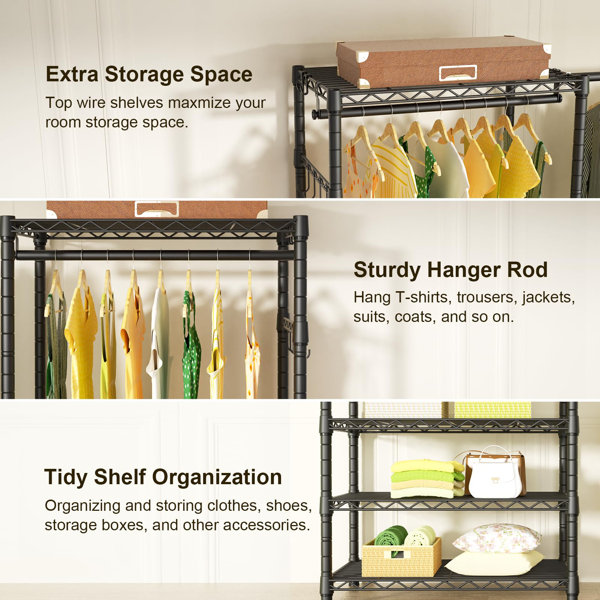 Rebrilliant 70" - 88.2" Expandable Clothes Rack, Heavy Duty Garment ...