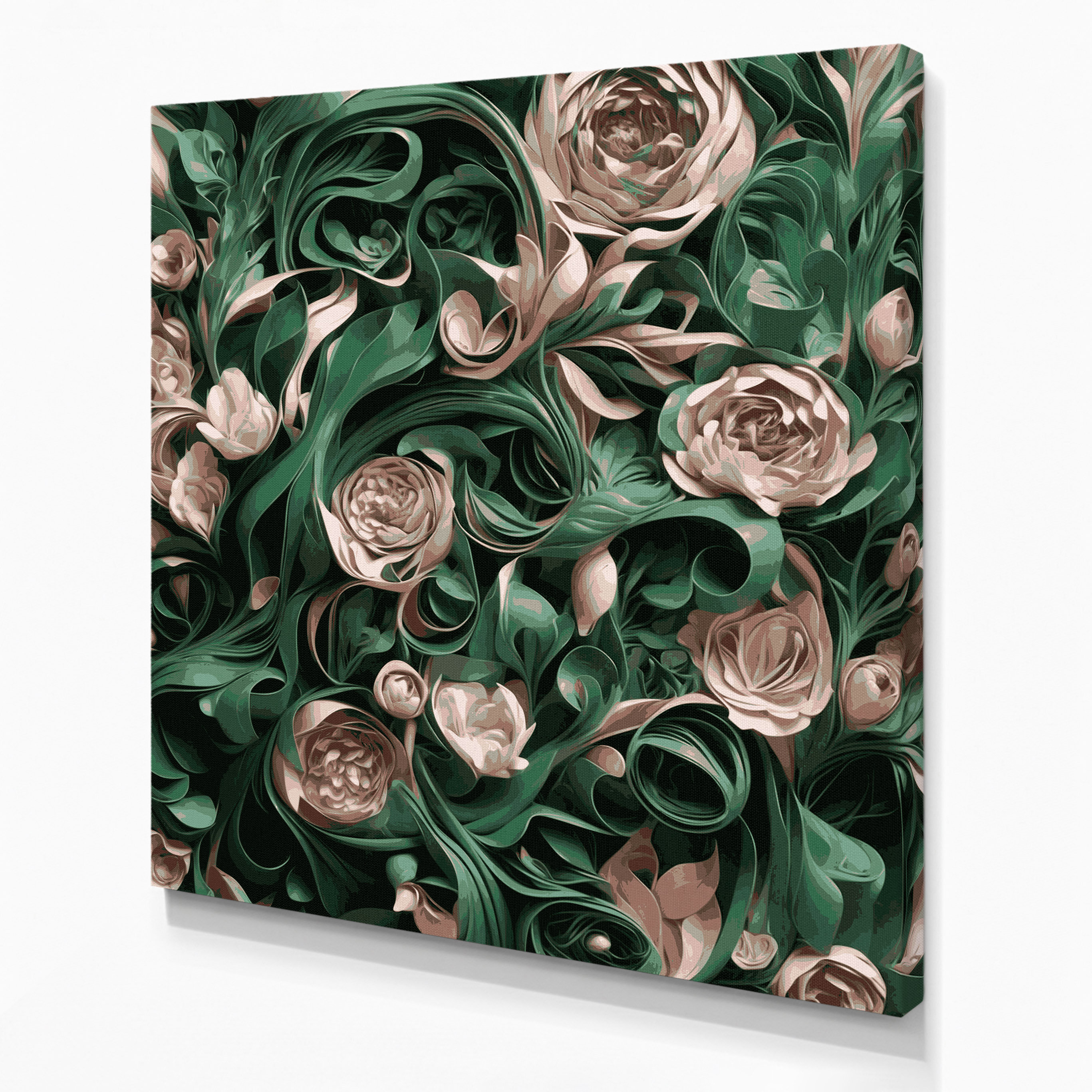 Ivy Bronx Abstract Florals 83 Green Canvas Wall Art | Wayfair