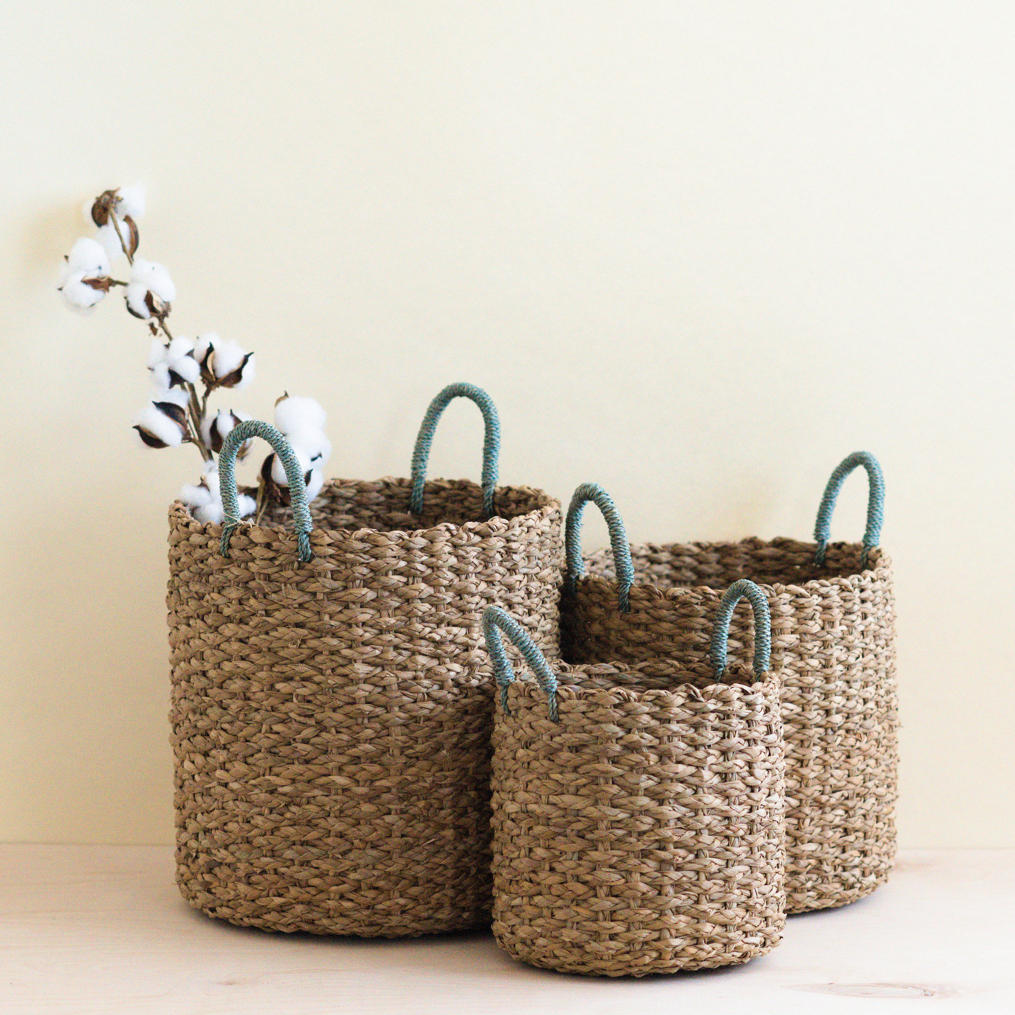 LIKHA Seagrass Cylinder Basket with Handles, nested set of 3 | Wayfair
