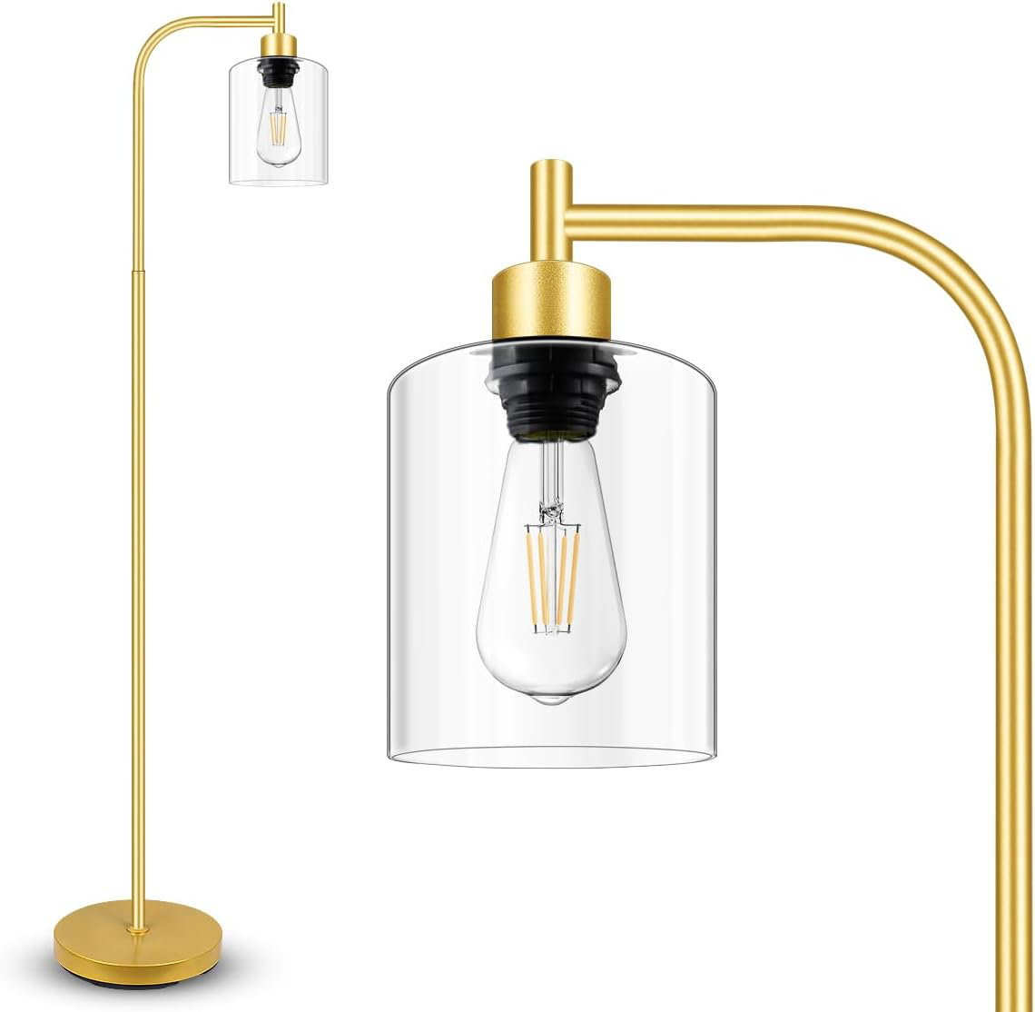 Mercer41 Modern LED Floor Lamp With Glass Shade, 6W Bulb & Foot Switch ...