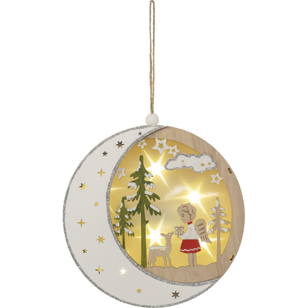 The Seasonal Aisle Moon with Angel in the Forest LED Window Picture ...