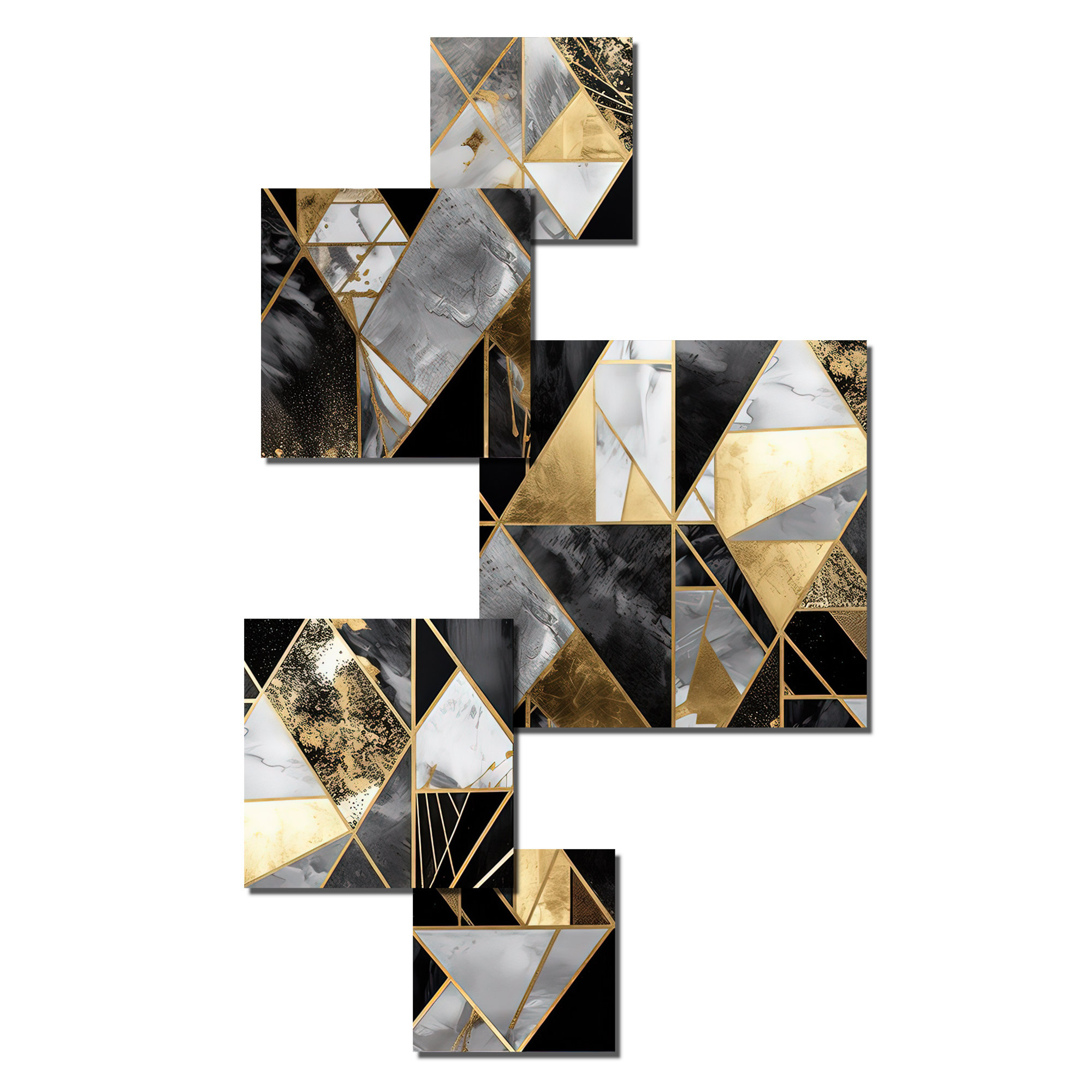 Everly Quinn Gold Geometric Order I - Modern Geometric Metal Wall Décor ...