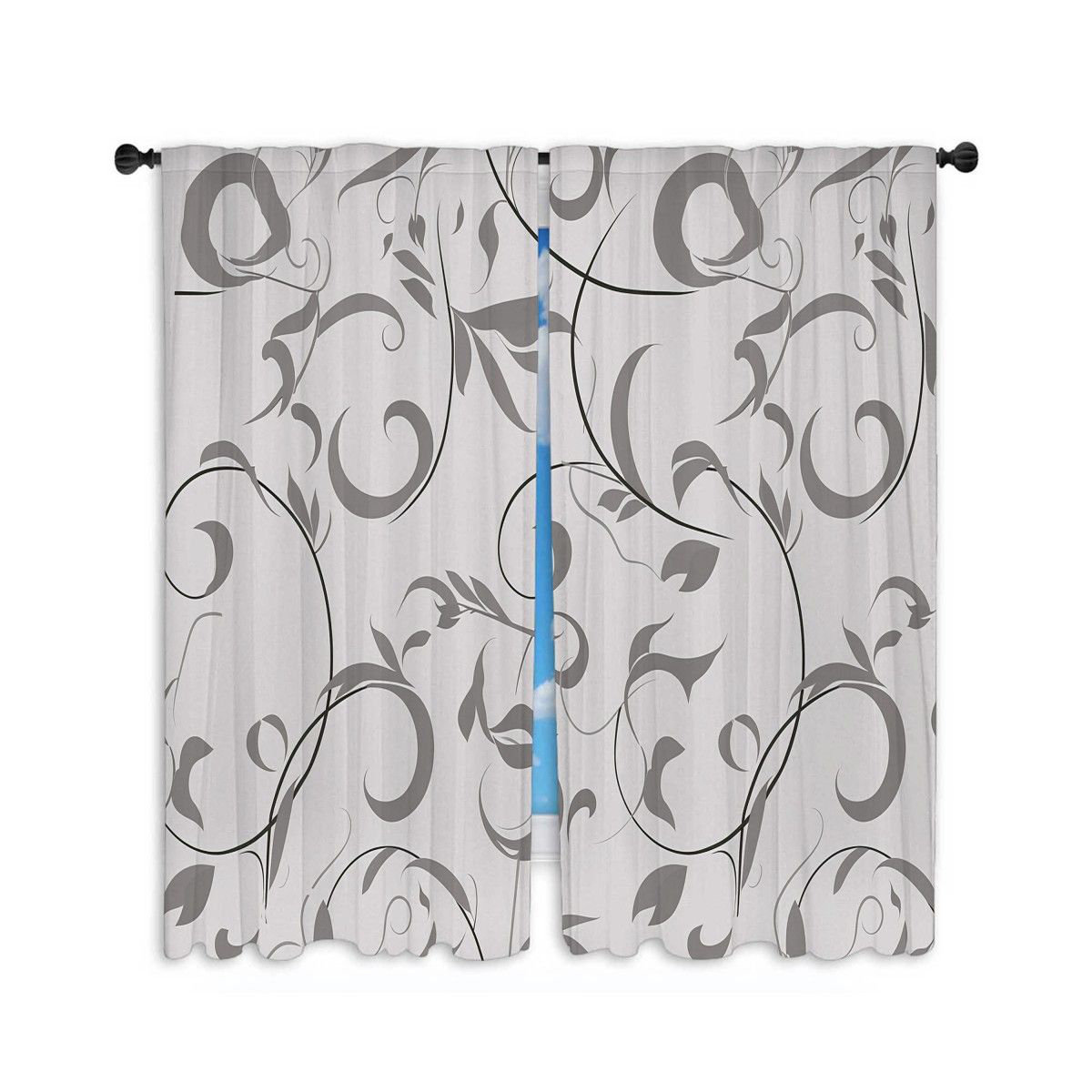 VisionDecor Floral pattern Sheer Window Curtains - 2 Panels-12344 | Wayfair