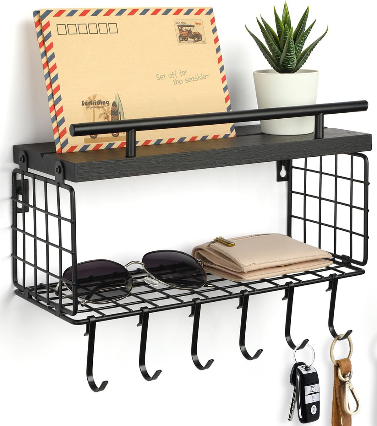 RAPTIZ Mail And Key Holder Wall Mounted - Hanging Wall Mail Organizer ...