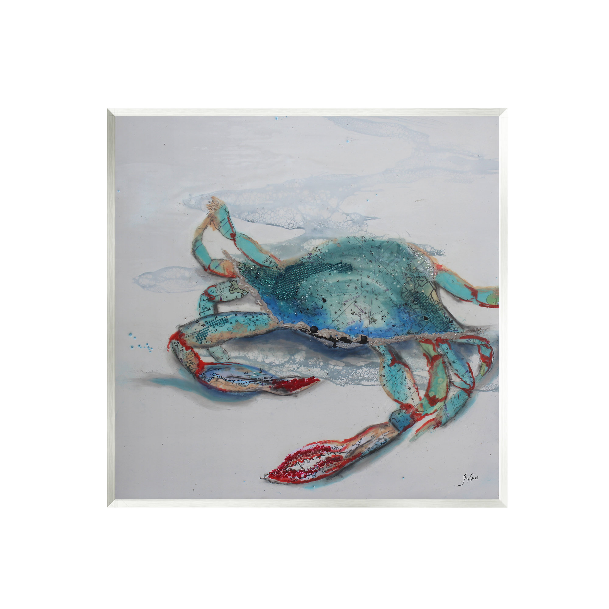 Stupell Industries Blue Crab Abstract Patterns On MDF by Stacy Gresell ...