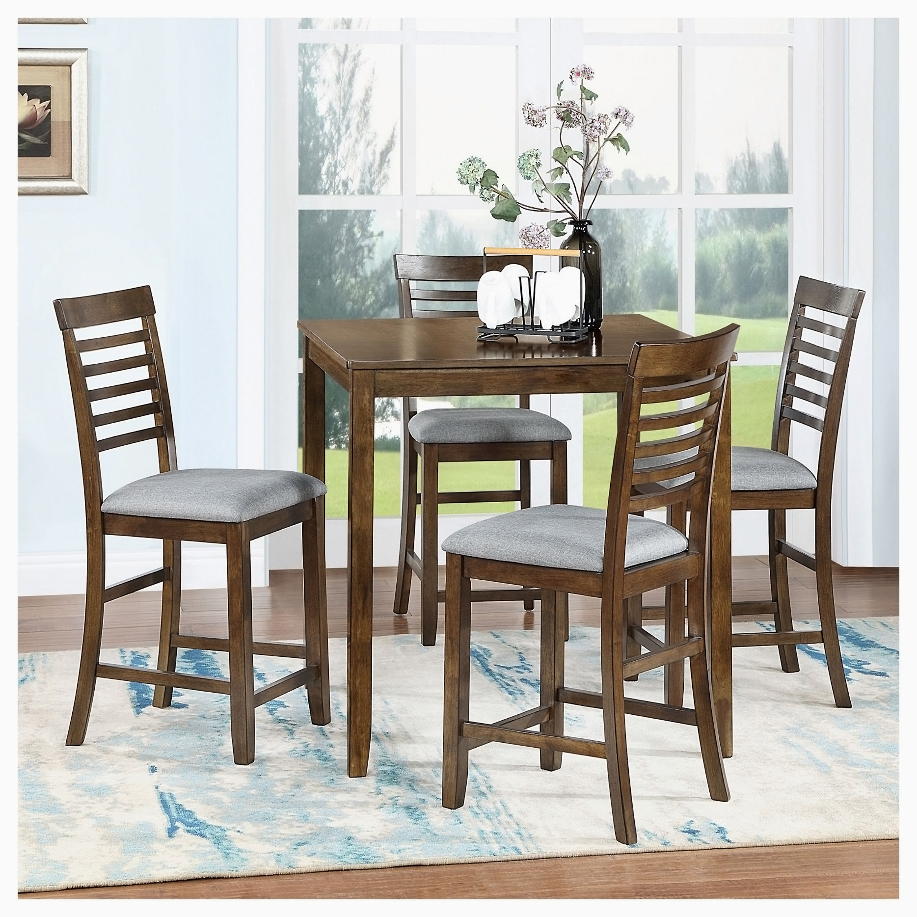 August Grove® 5 Piece Dining Table Set for 4, Counter Height Kitchen ...