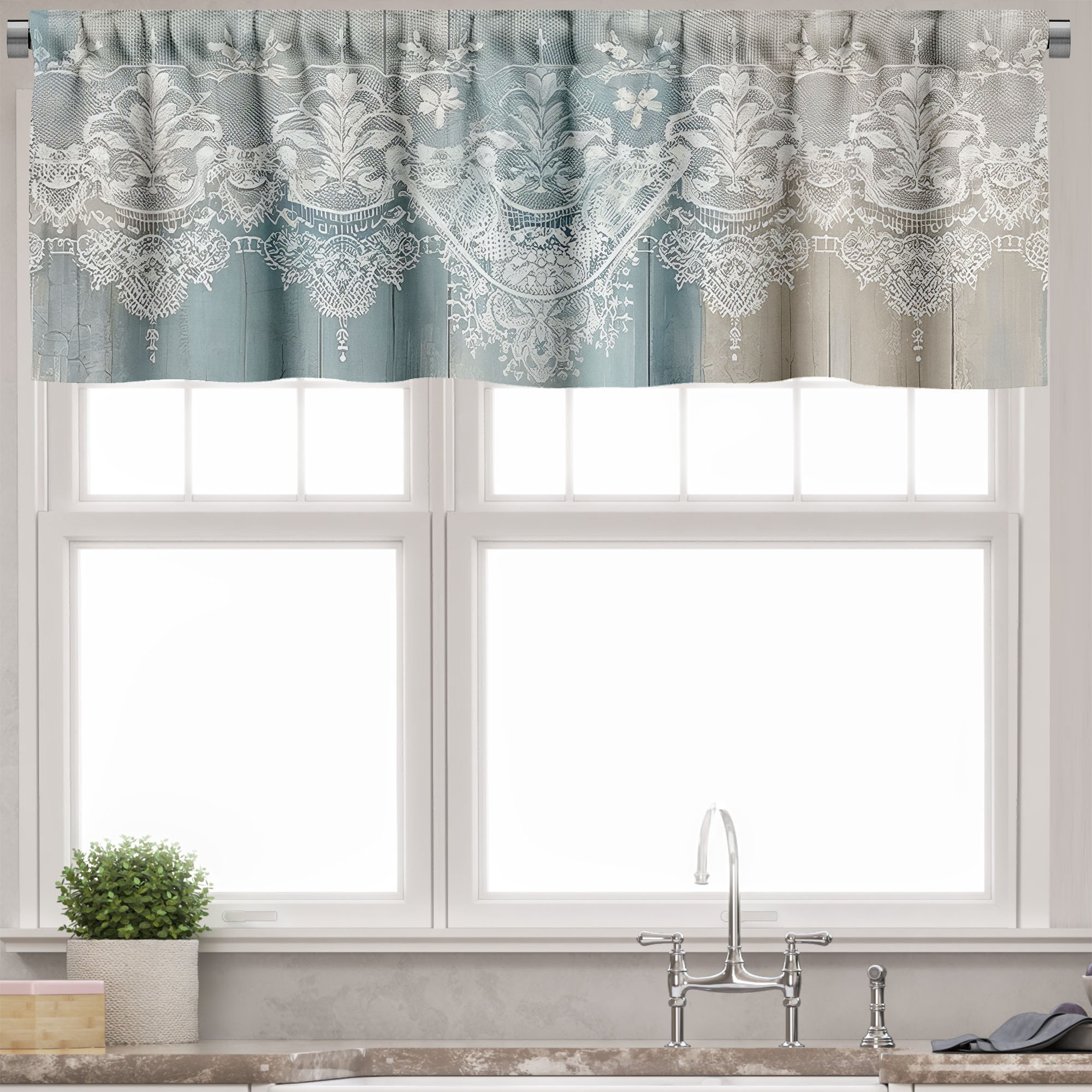 Ambesonne Damask Tailored Window Valance | Wayfair