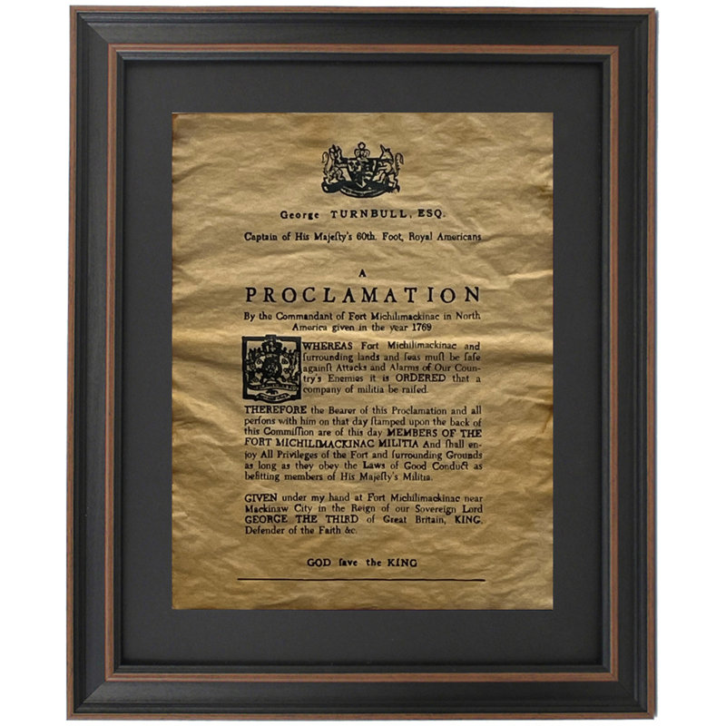 Trinx George Turnbull Proclamation 1769 | Framed Antique Parchment ...