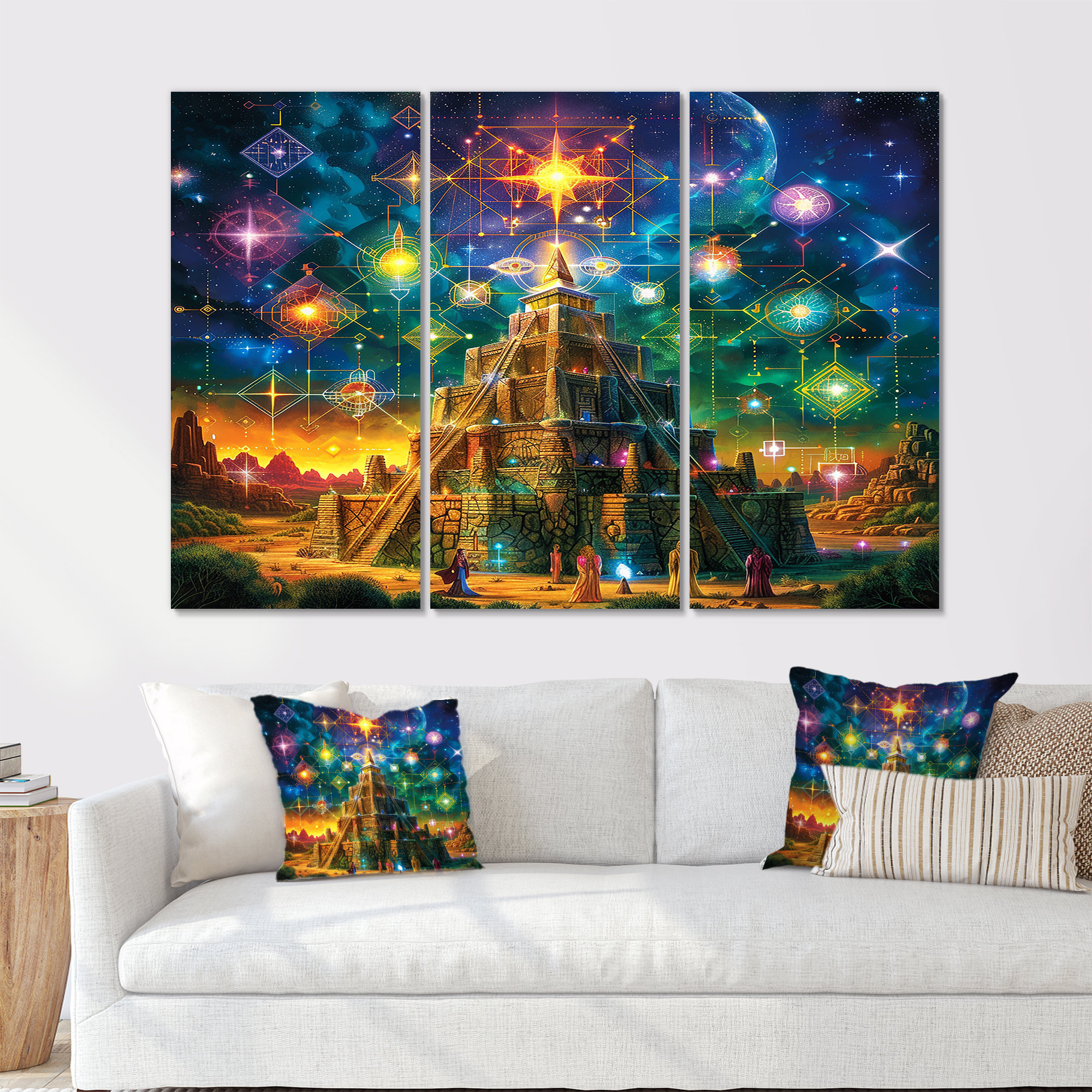 Design Art Rainbow Magic Pyramid - Abstract Landscape Wall Art Living ...