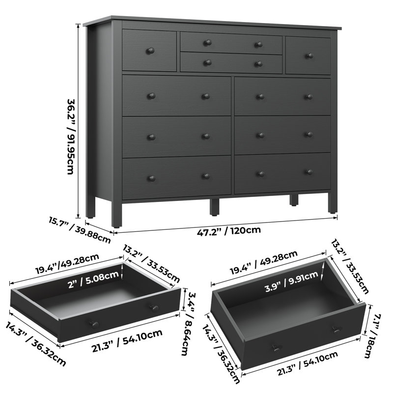 Ebern Designs Chest of Drawers 10 Drawer Dresser for Bedroom,Wood ...