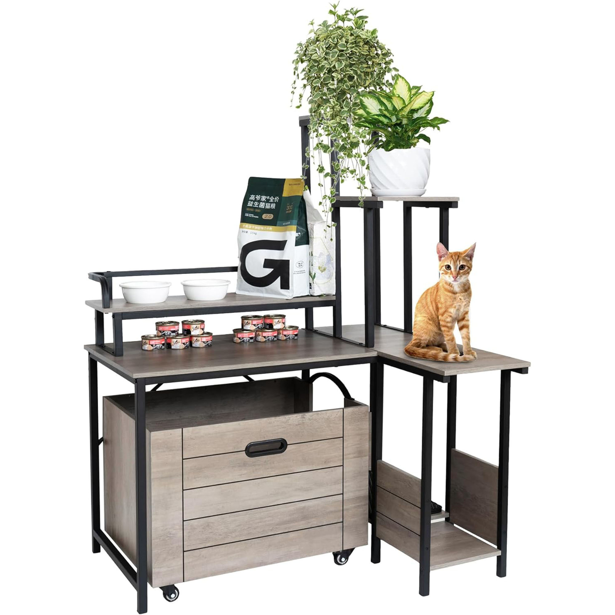 Tucker Murphy Pet™ Cat Litter Box Enclosure Furniture With Flower Stand ...