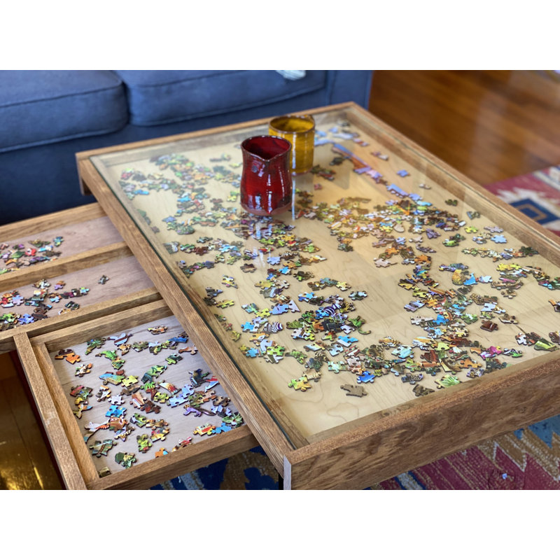 Wildon Home® Arnsten Puzzle Table with Removable Glass Top & Reviews ...