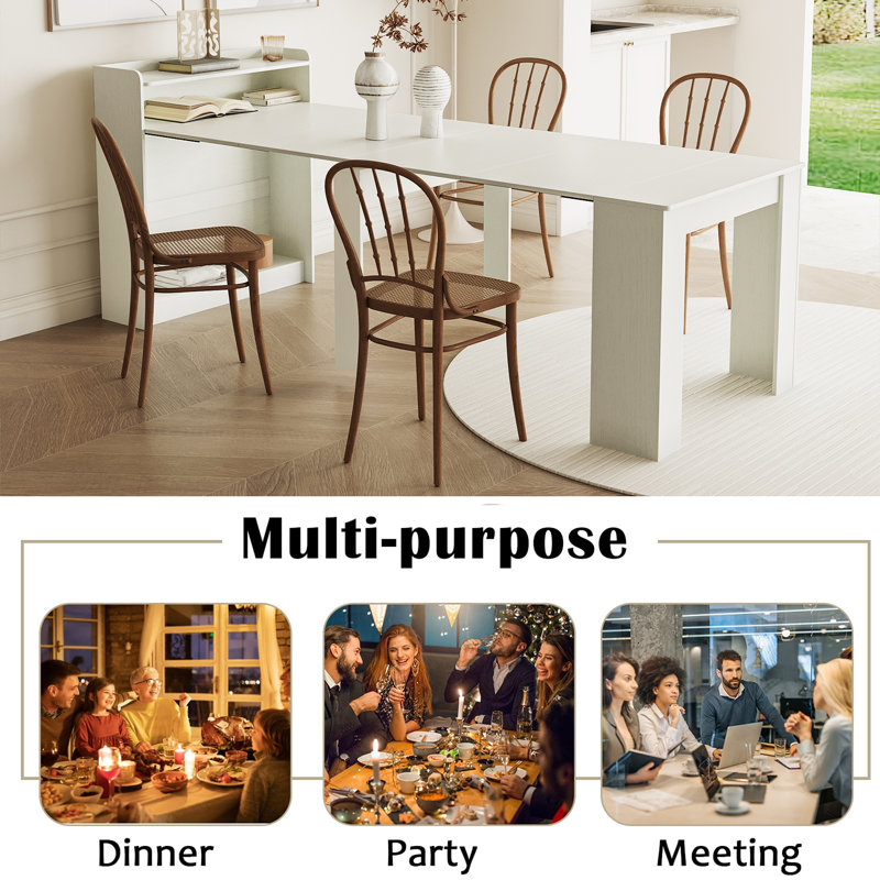 Millwood Pines Space-Smart Expandable Dining Table, Multi-Functional ...