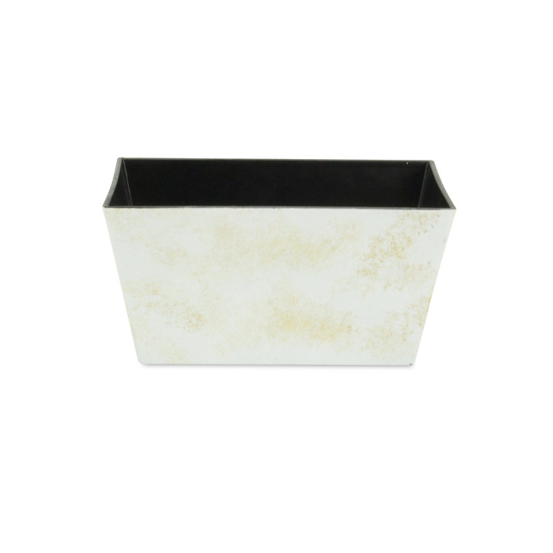 HomeRoots 8" Cream Recycled Plastic Indoor Outdoor Rectangular Planter ...