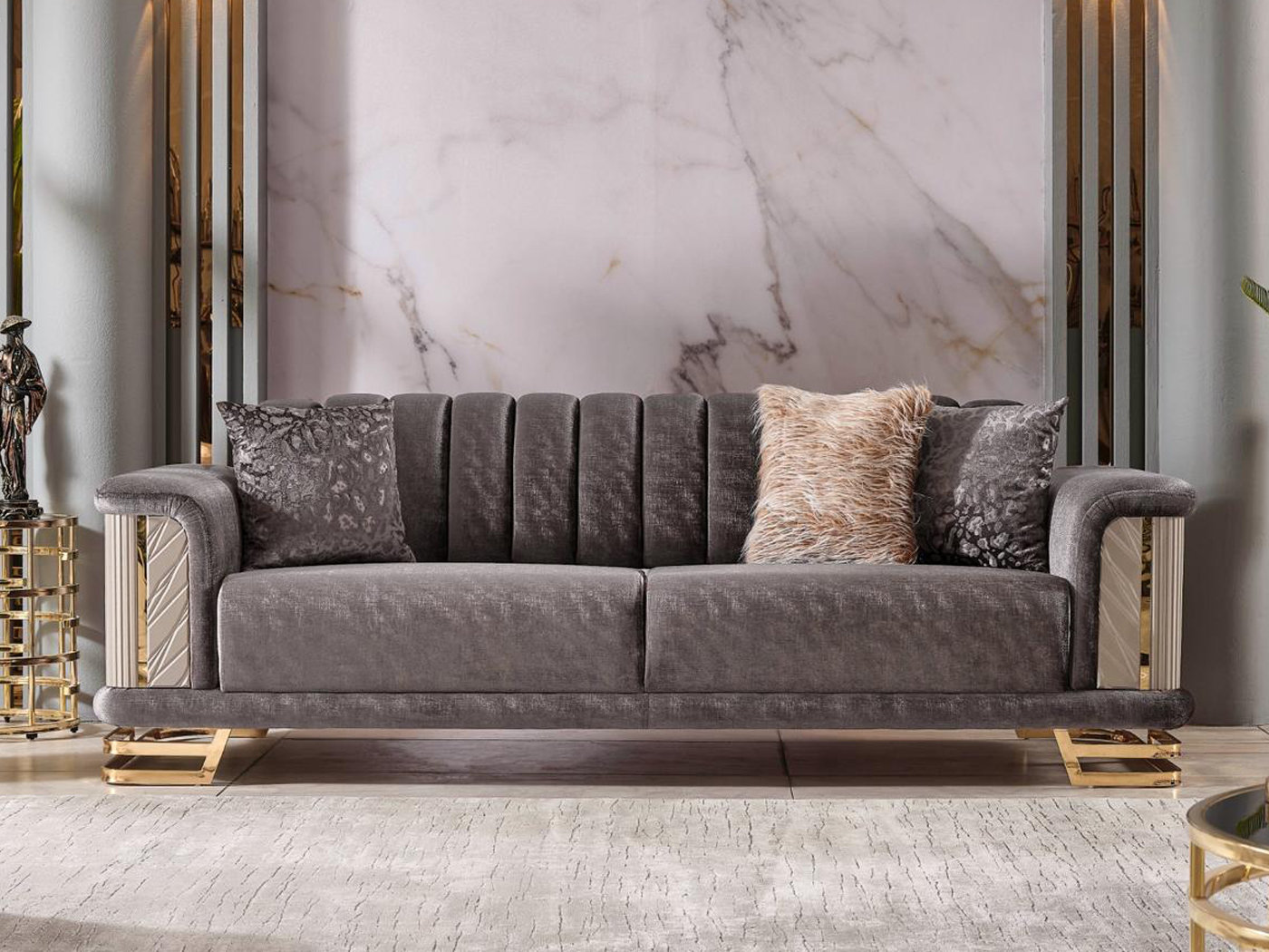 Everly Quinn Jacobo 3 Seater Gray Extendable Sofa | Wayfair