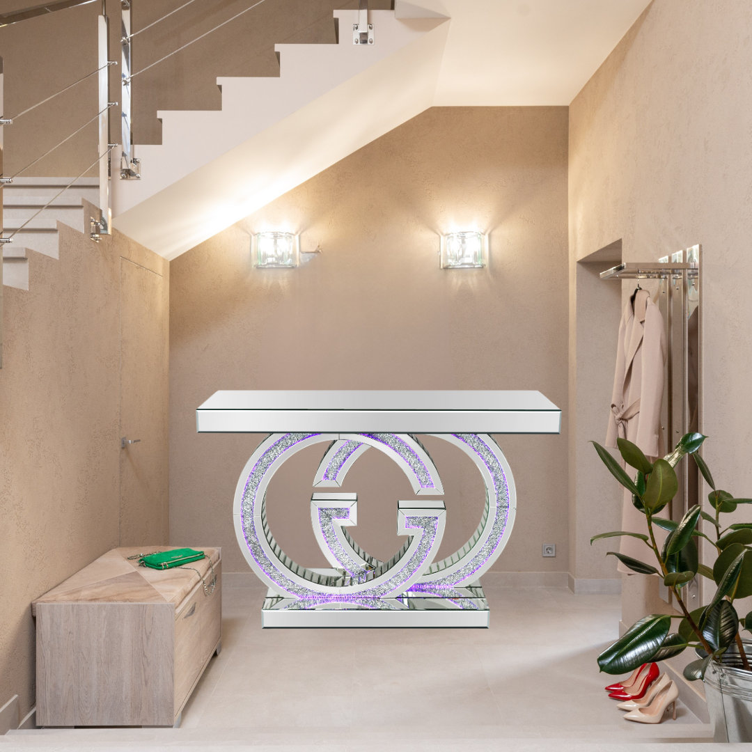 Mercer41 Modern Kehlani 48" Console Table With 7 Color Changing Lights ...