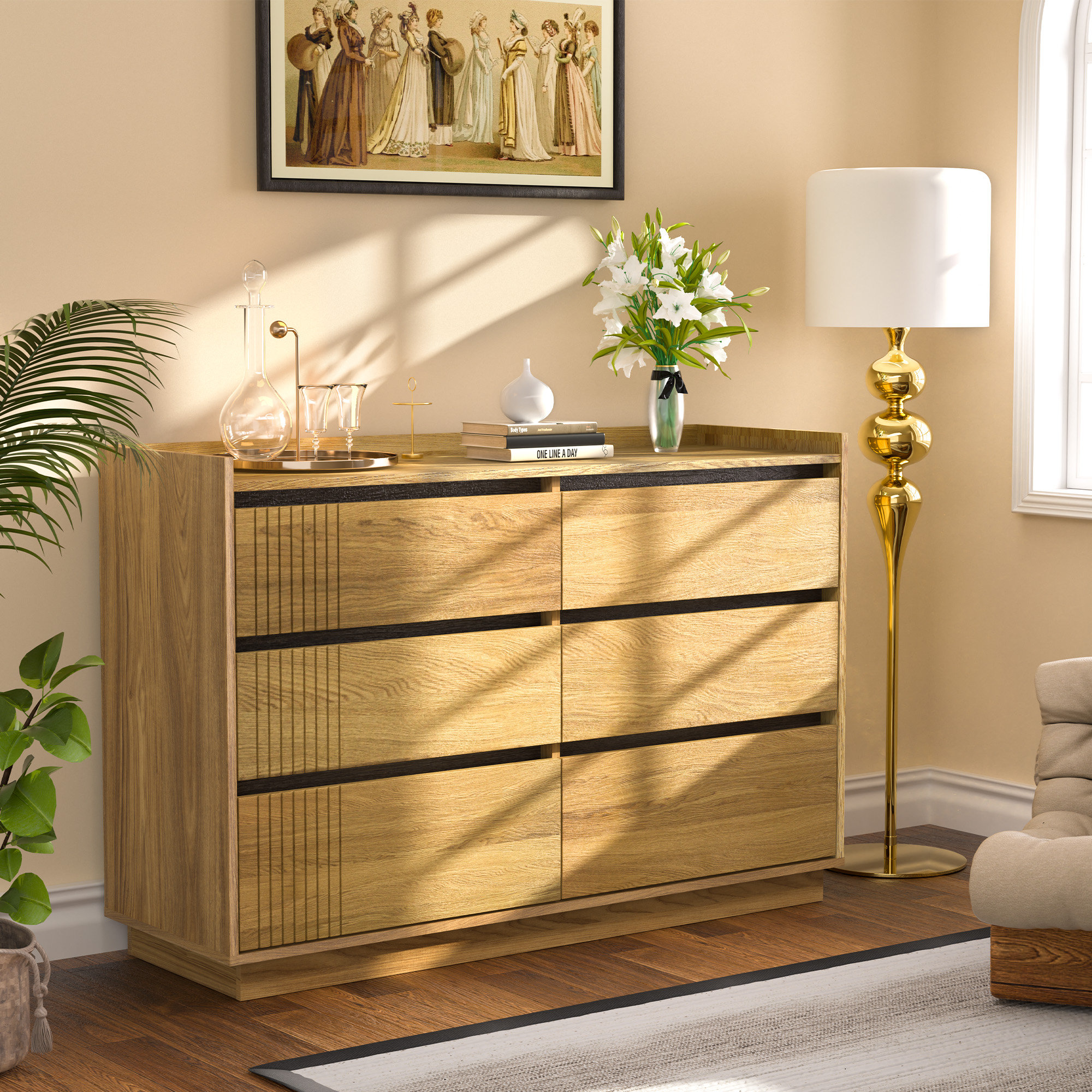 Ebern Designs Oettinger 6-Drawer Dresser 47"W Double Dresser With ...