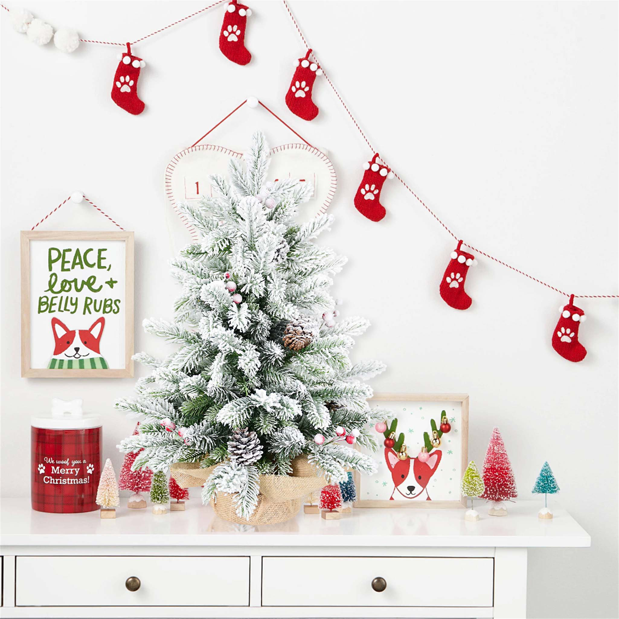 Ophelia & Co. 3FT Flocked Tabletop Christmas Tree with 355 Tips, Snowy ...