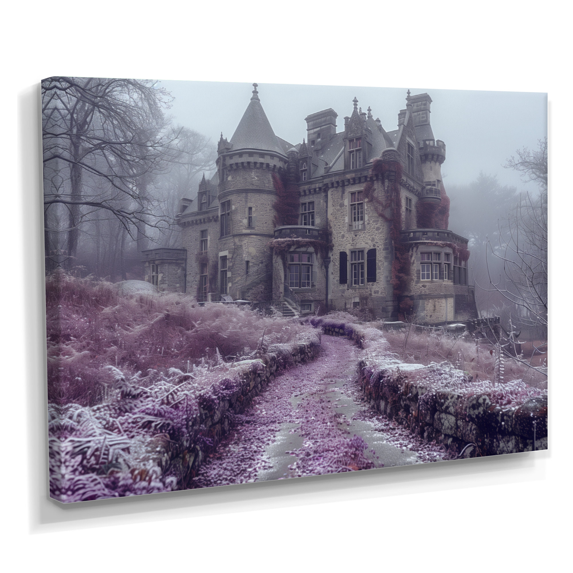 Winston Porter Monochrome Fog Castle Flowers In France II - Castles ...