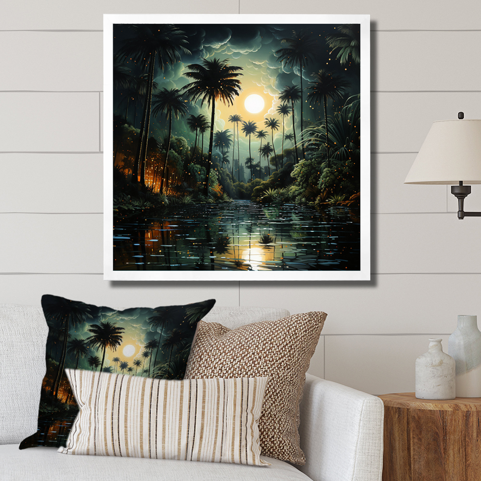 Bayou Breeze Green Palm Trees Pointillism II - Floral Canvas Wall Art ...