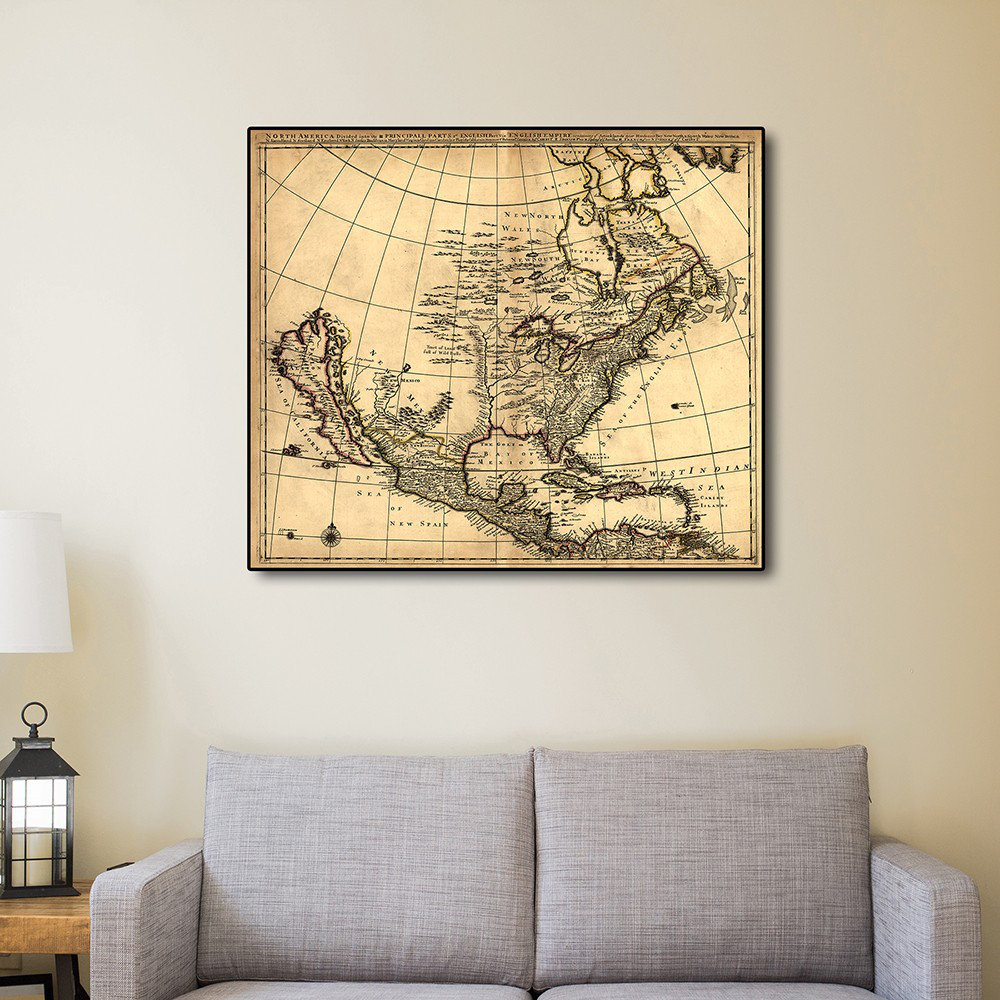 Lark Manor 24" X 28" Map Of North America C1685 Vintage Poster Wall Art ...